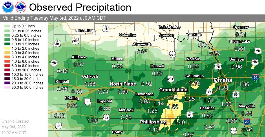 Precipitation amounts across Nebraska - NORTHEAST - NEWS CHANNEL NEBRASKA